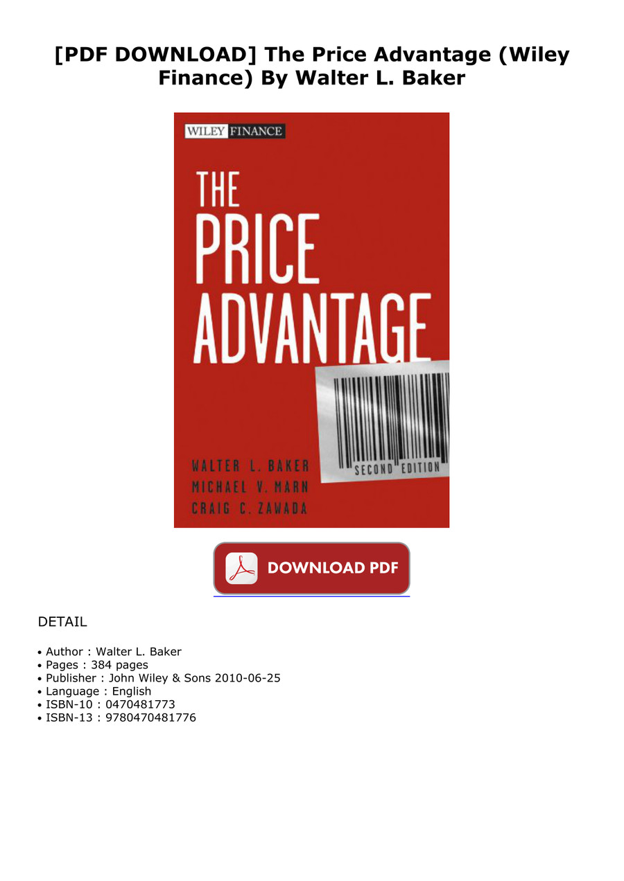 [PDF DOWNLOAD] The Price Advantage (Wiley Finance) By Walter by ...