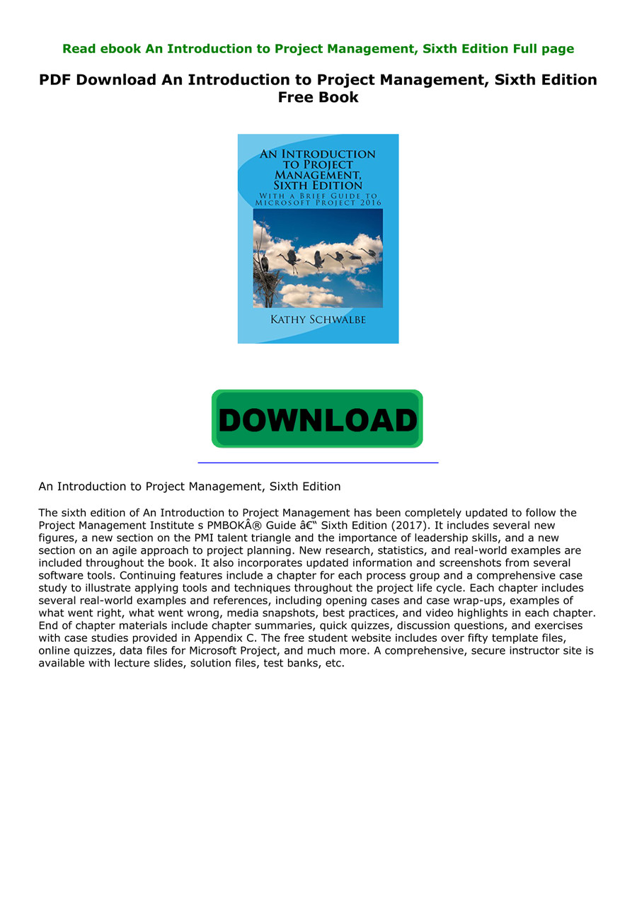 Pdf An Introduction To Project Management Sixth Edition By