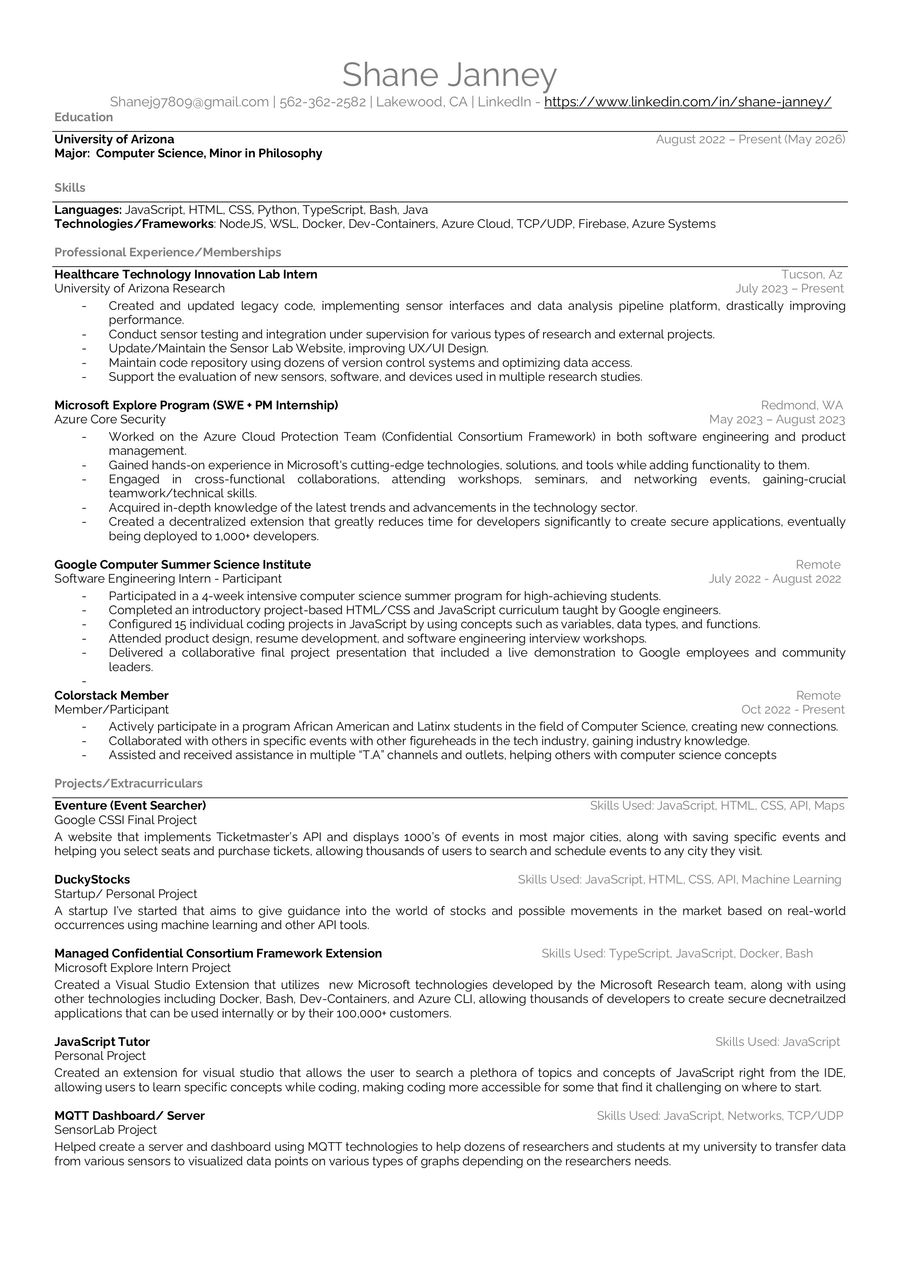 RESUME NOV 2023 by Shane Janney - Flipsnack