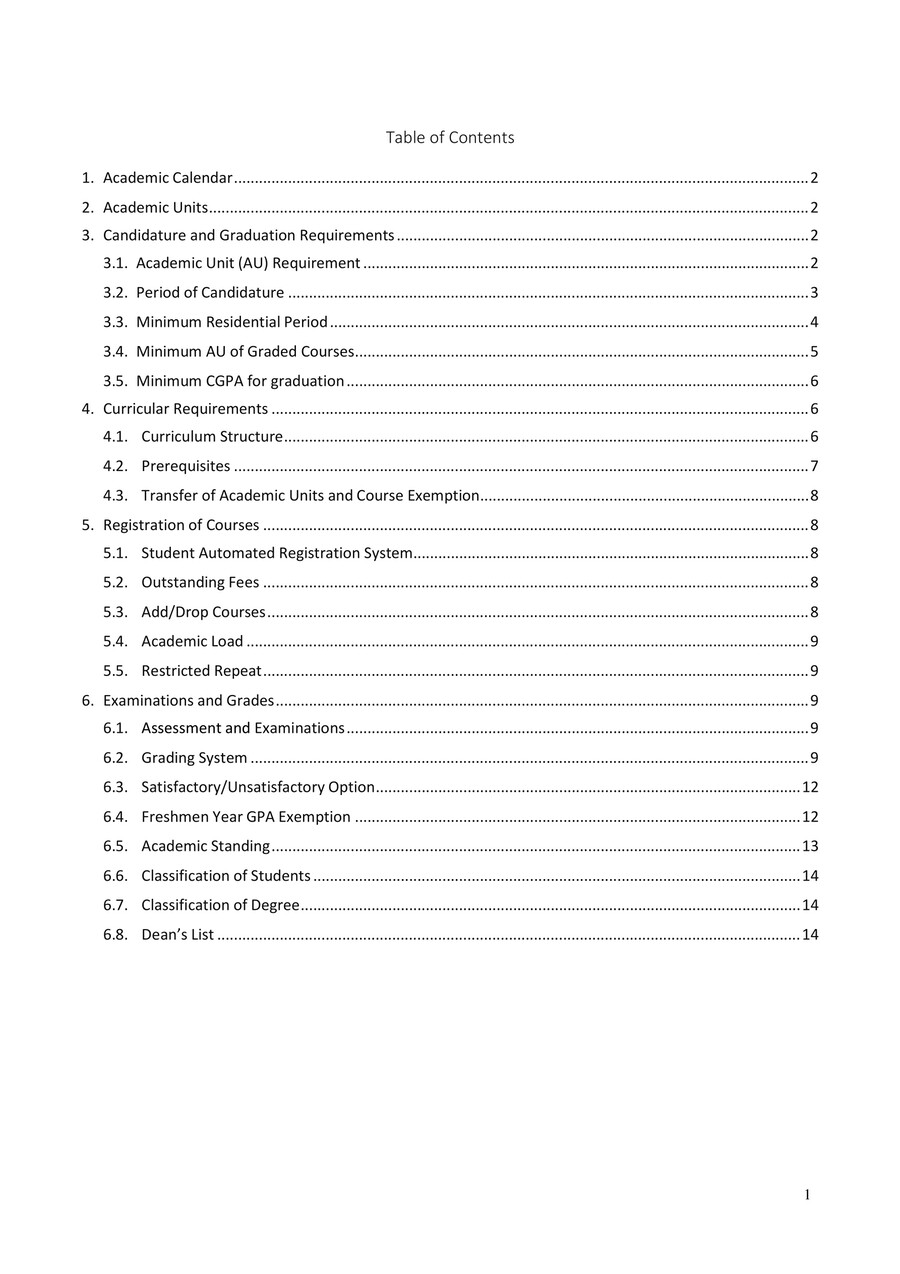Academic Structure Handbook by NTU