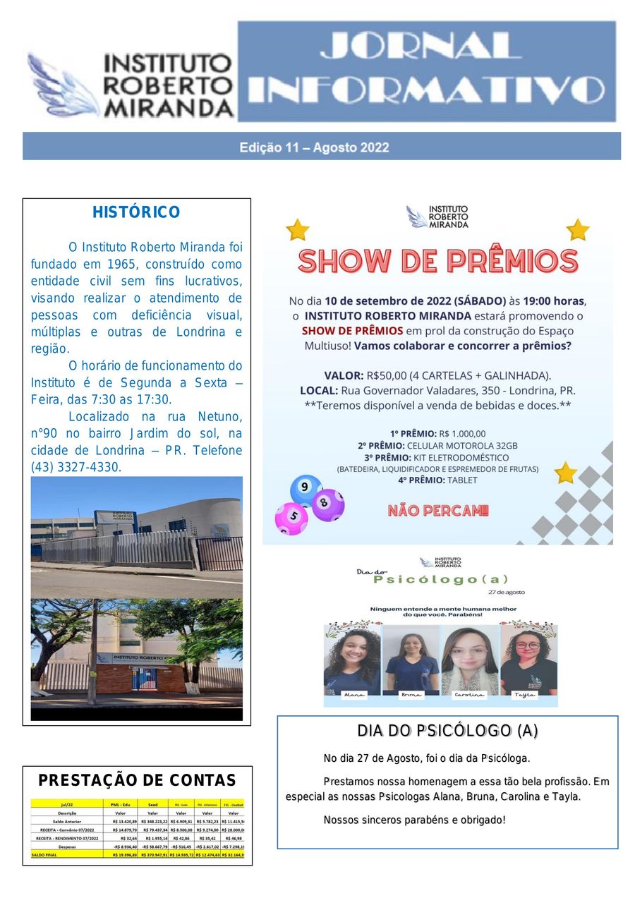 Jornal Informativo Mensal IRM Agosto 2022 by Luciellen - Flipsnack