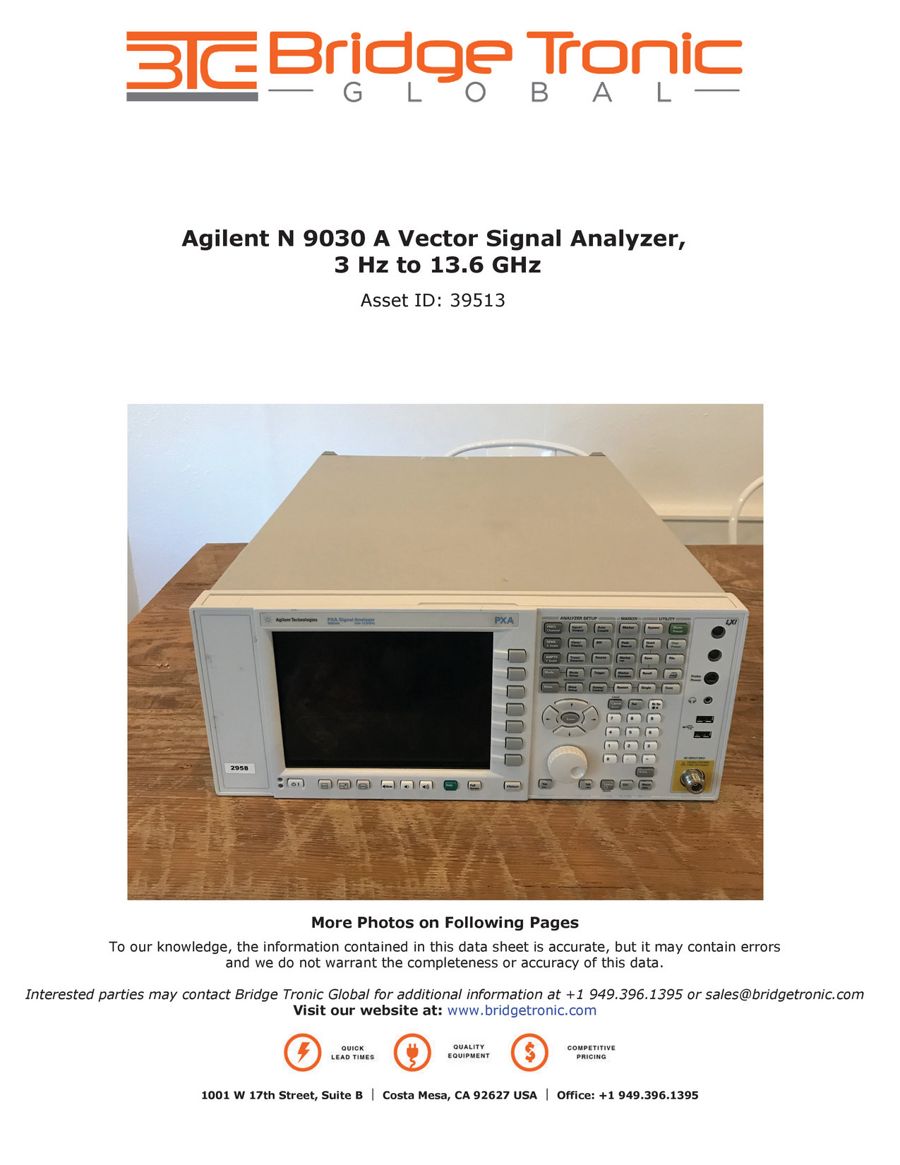 Agilent Vector signal analyzer For Sale by Bridgetronic - Flipsnack