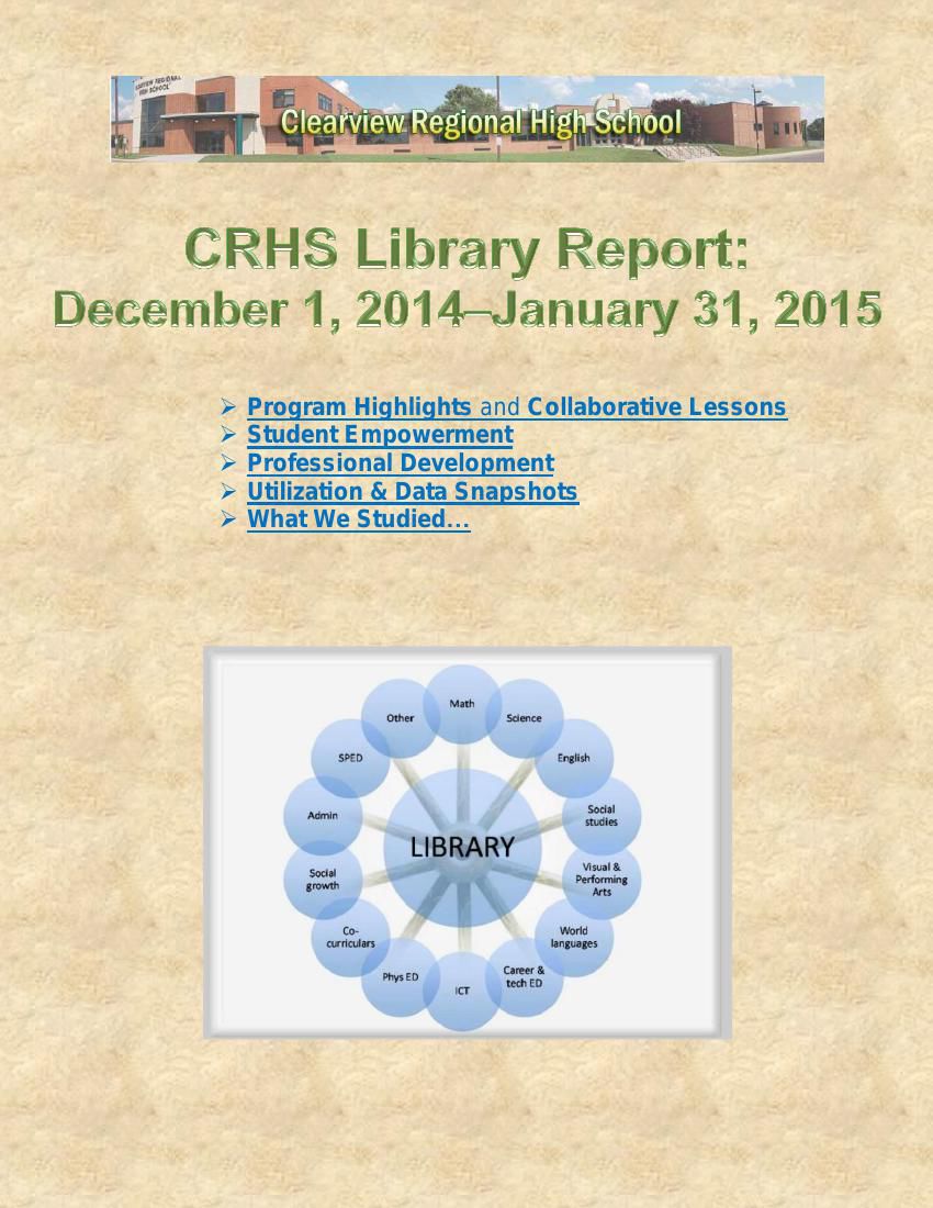 CRHS Library Report: Dec 2014 - Jan 2015 by pseudandry - Flipsnack