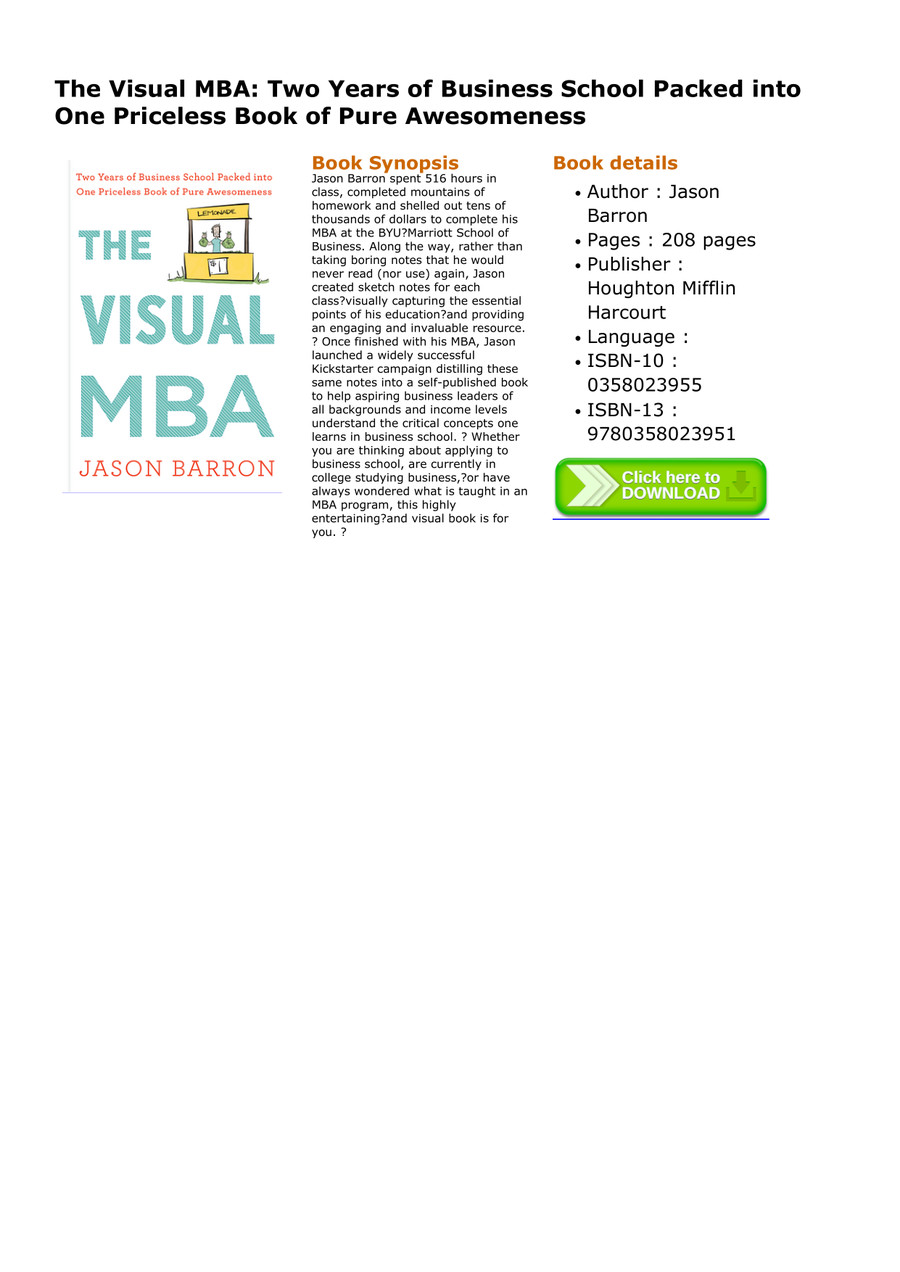 *Get_pdf* The Visual MBA: Two Years of Business School Packed in by ...