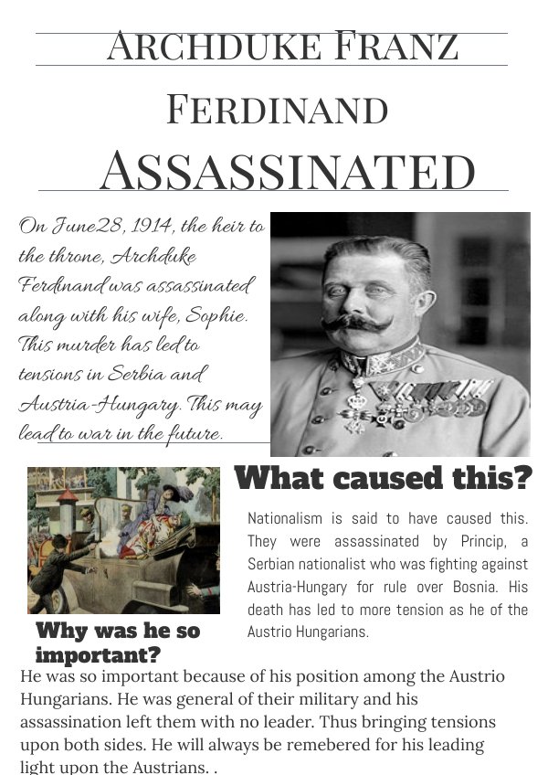 Newspaper On Archduke Franz Ferdinand Assassination by Maiya Francoeur ...
