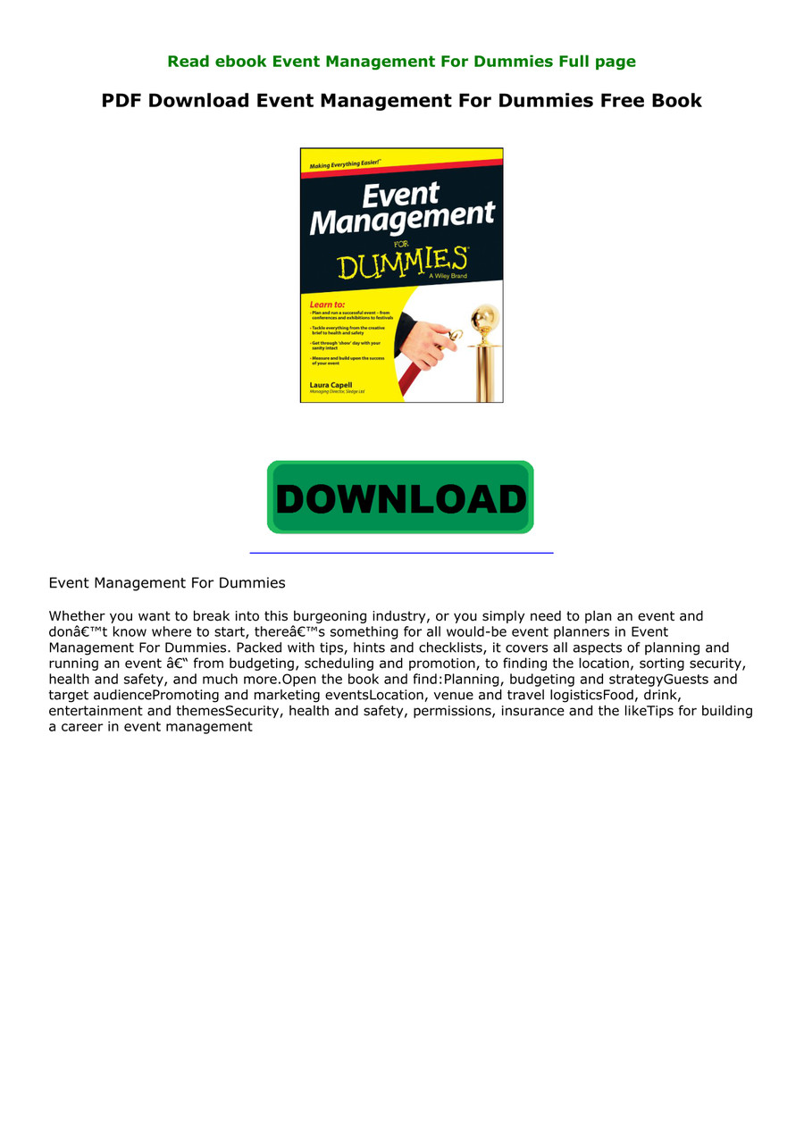 Download Event Management For Dummies Books PDF by pseudoconservat ...