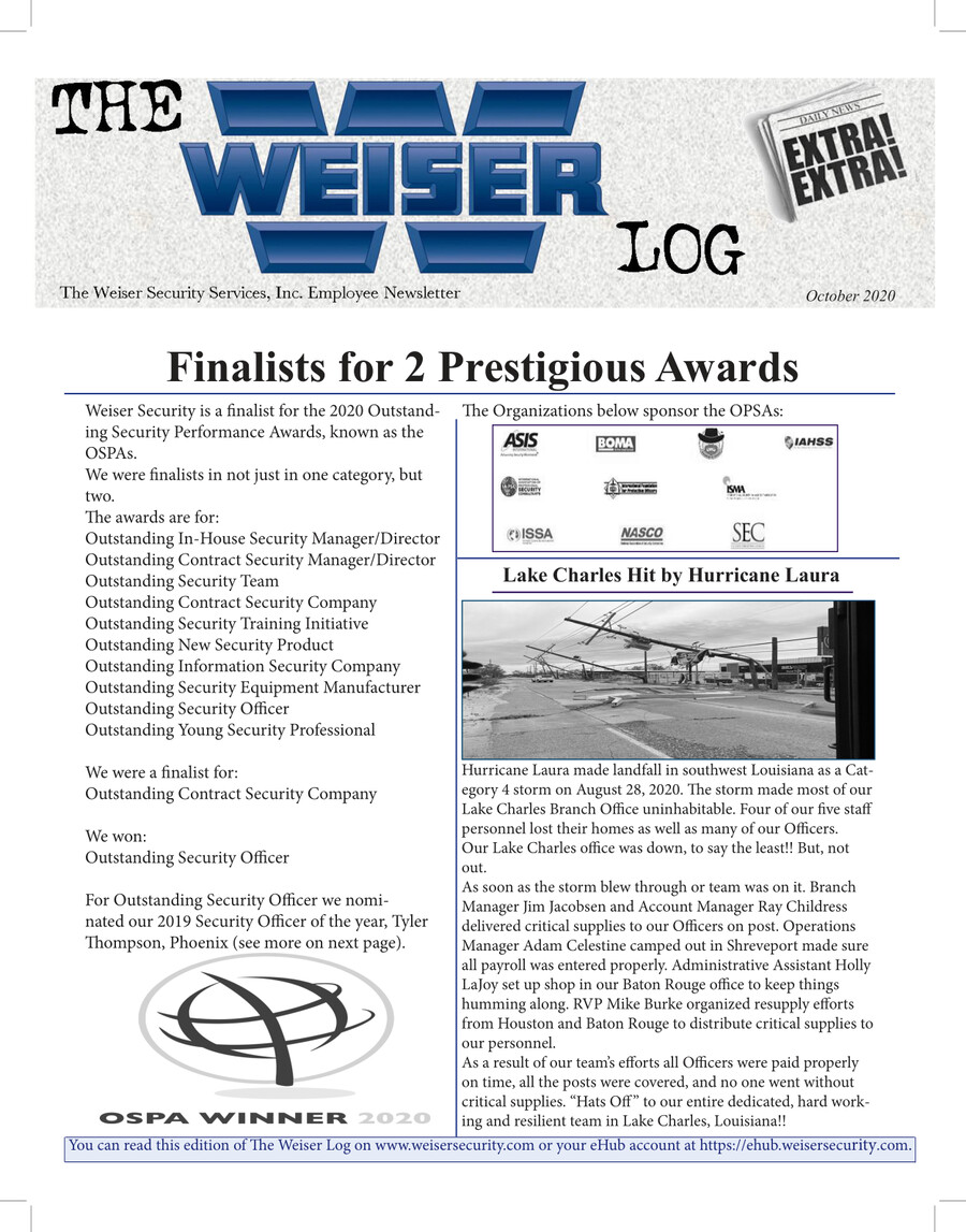 Weiser Log October 2020 by weisersecurity - Flipsnack
