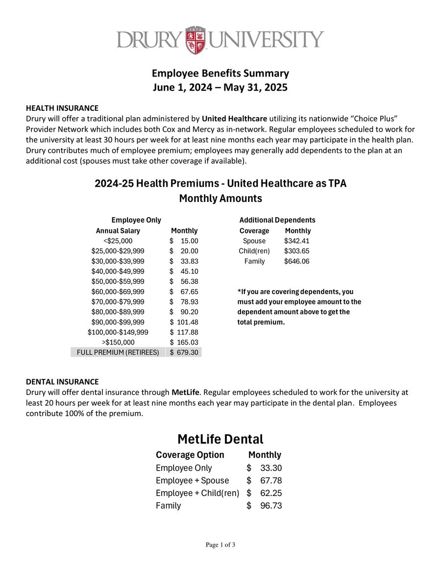 Drury Benefits Guide 24-25 by Drury University - Flipsnack