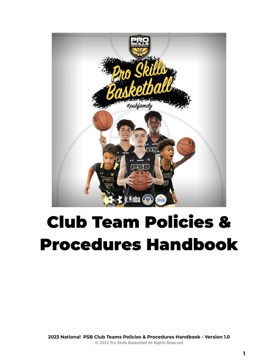 2023 National Club Teams Policies & Procedures Handbook by Pro Skills ...