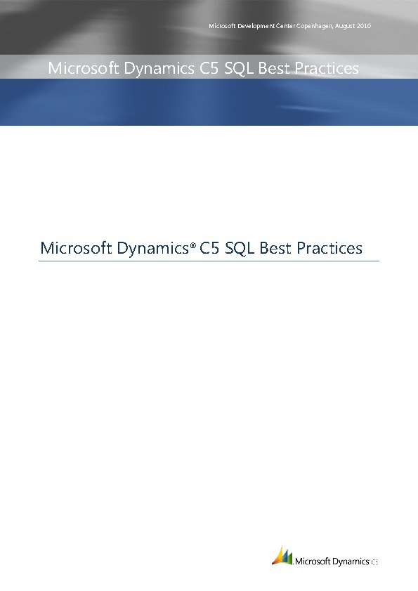 Microsoft Dynamics C5 SQL Best Practices by Holger Gluesing - Flipsnack