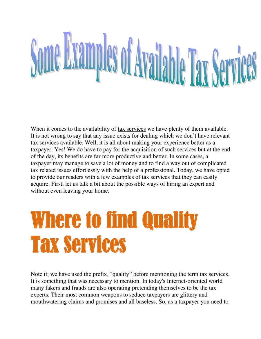 Some Examples of Available Tax Services by Tax Services - Flipsnack