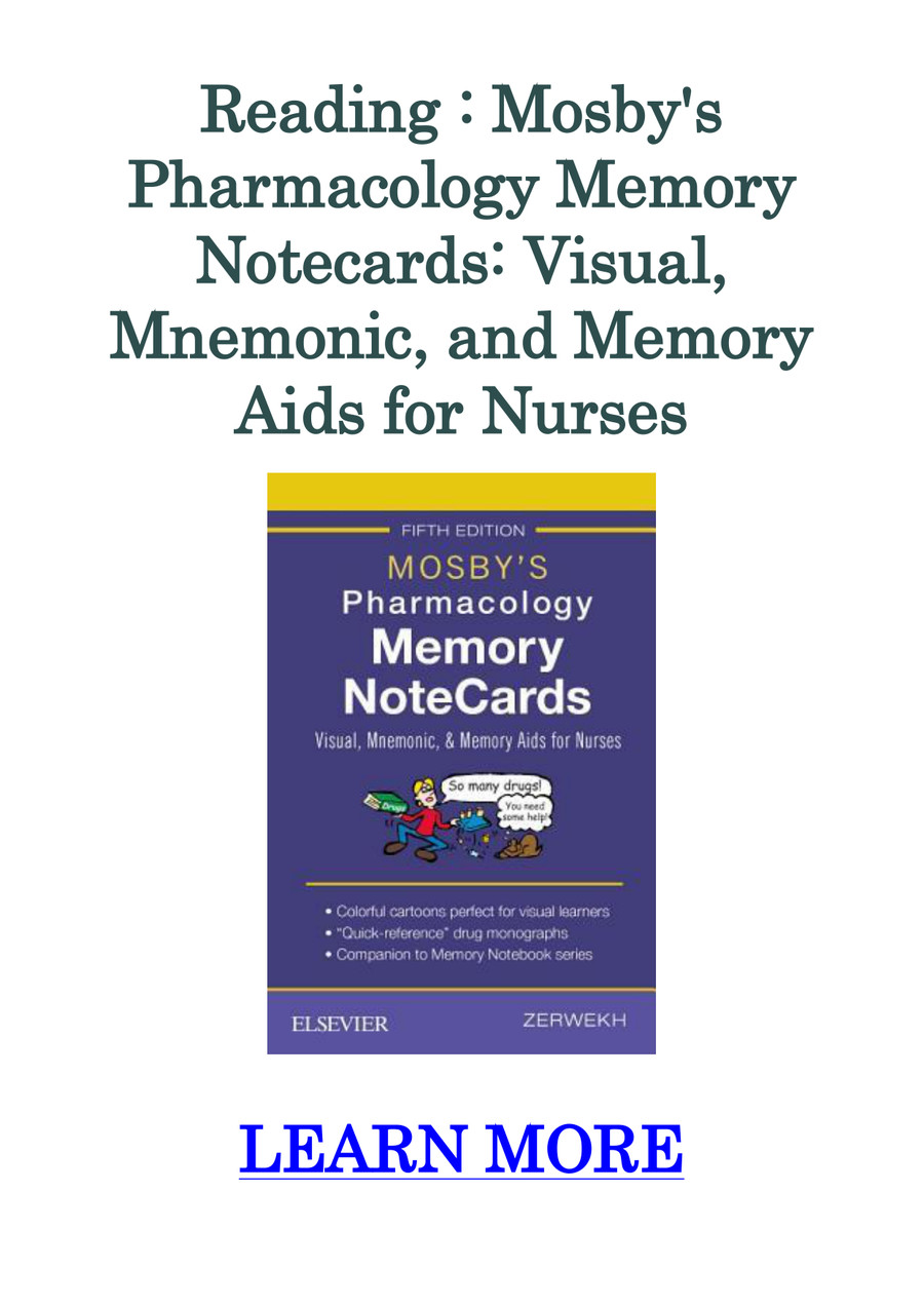 *[PDF] Download Mosby's Pharmacology Memory Notecards: Visual, M by ...