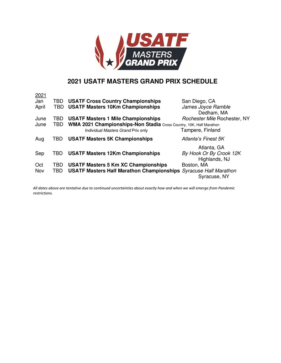 2021 USATF Masters Grand Prix Schedule by sarah.linehan - Flipsnack