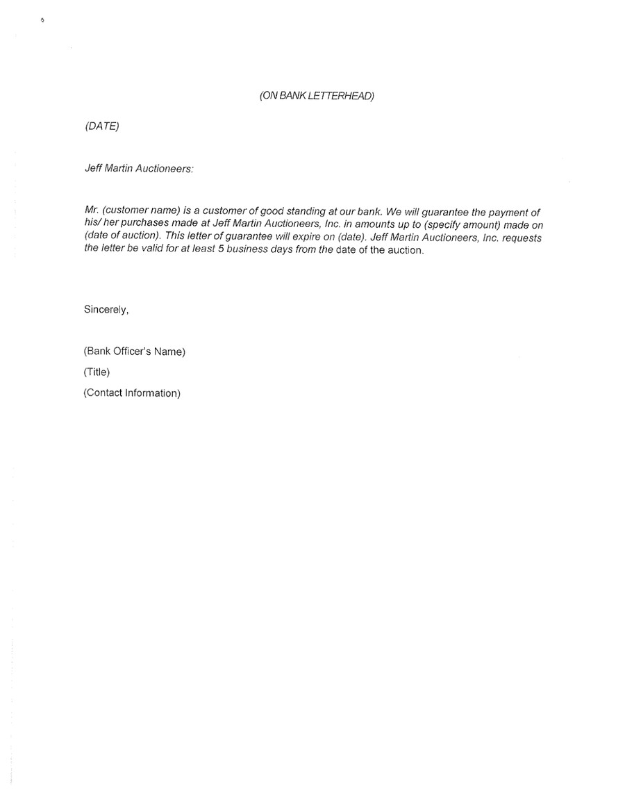 SAMPLE BANK LETTER by Jeff Martin...