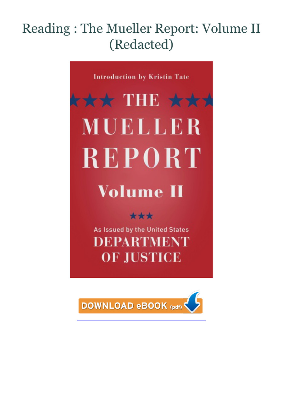 Download [PDF] The Mueller Report: Volume II (Redacted) by ...