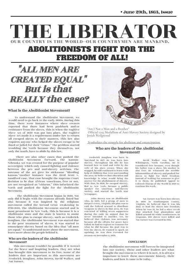 Abolitionist Movement Newspaper For Class by ANNA SOLIS - Flipsnack
