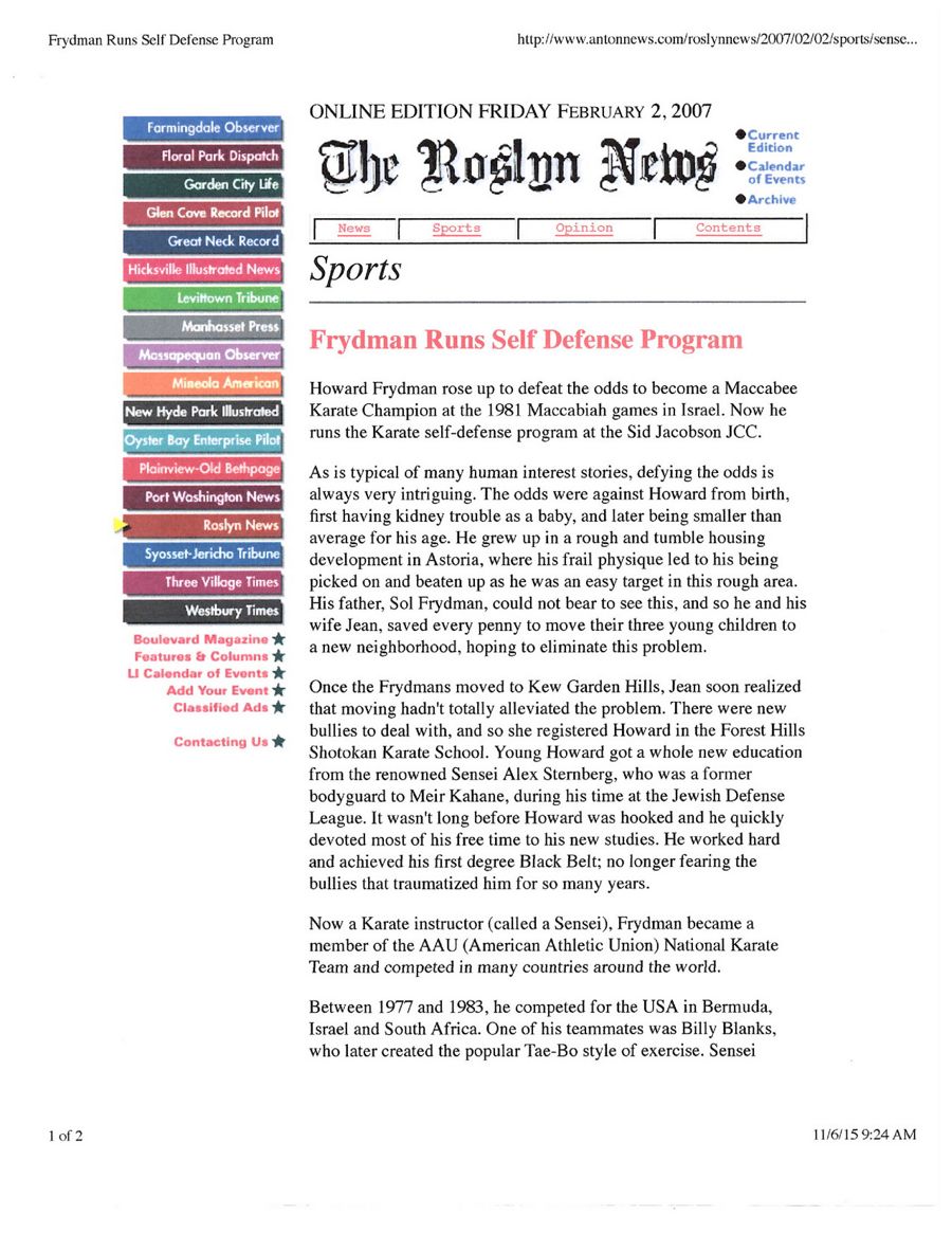 Sensei Howard Frydman - The Roslyn News by 9687AEA7C6F - Flipsnack