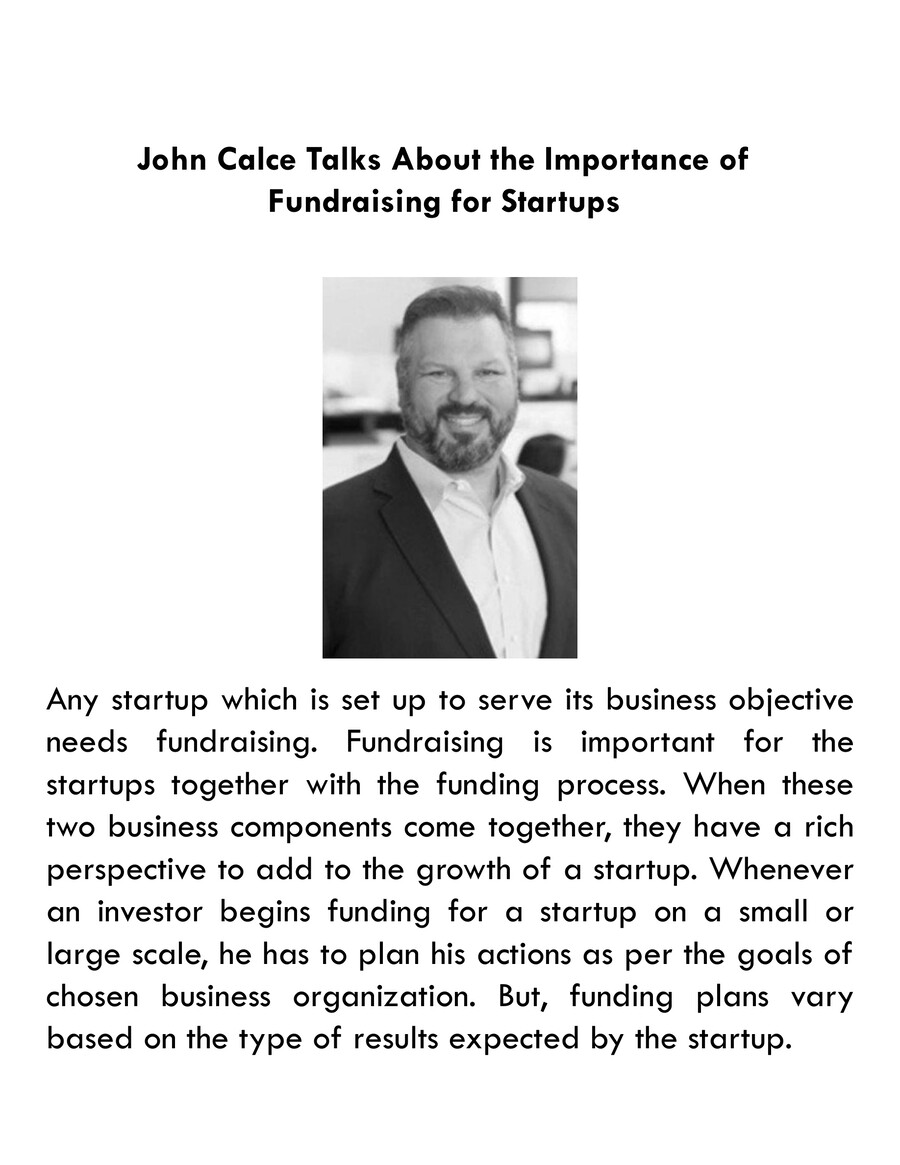 John Calce talks about the importance of fundraising for sta by John ...