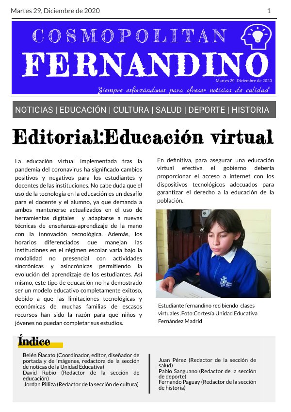 Periódico estudiantil digital Fernández Madrid by 3G - ÑACATO BELÉN ...