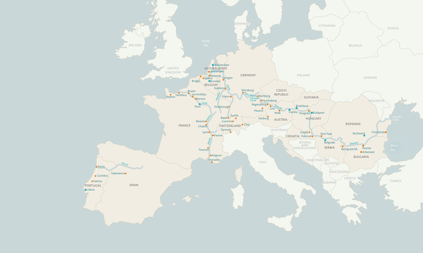 Map of European Rivers and Destinations by Riviera Travel - Flipsnack