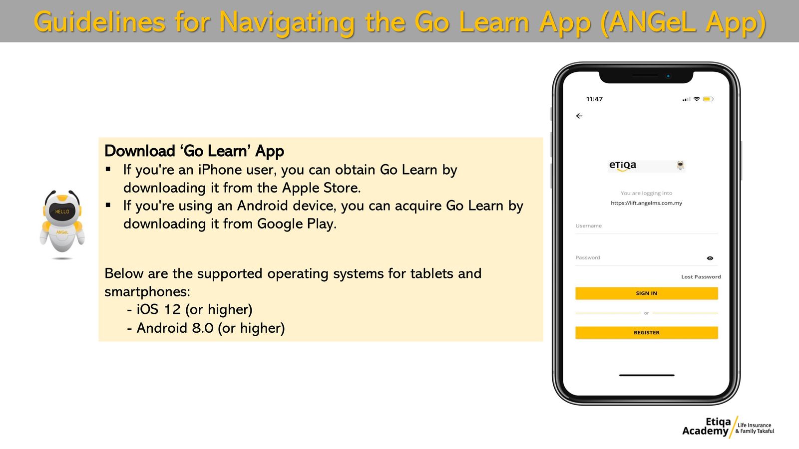 User Guidelines ANGeL_Mobile App (Go Learn) v0.1 by Academy lift ...