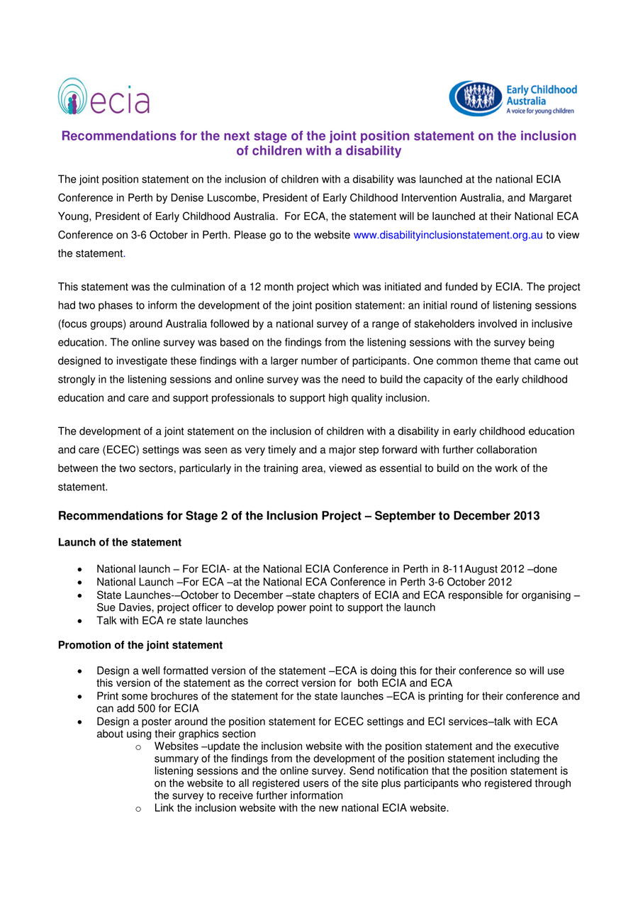 Recommendations for Inclusion Statement by ECIA - Flipsnack