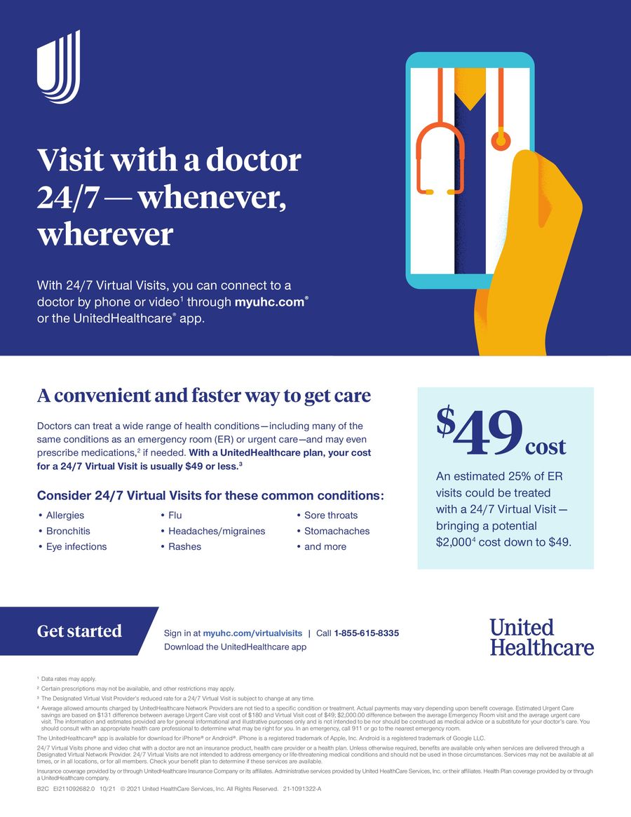 UHC Virtual Visits Flyer -Traditional & HDHP by GBS Benefits