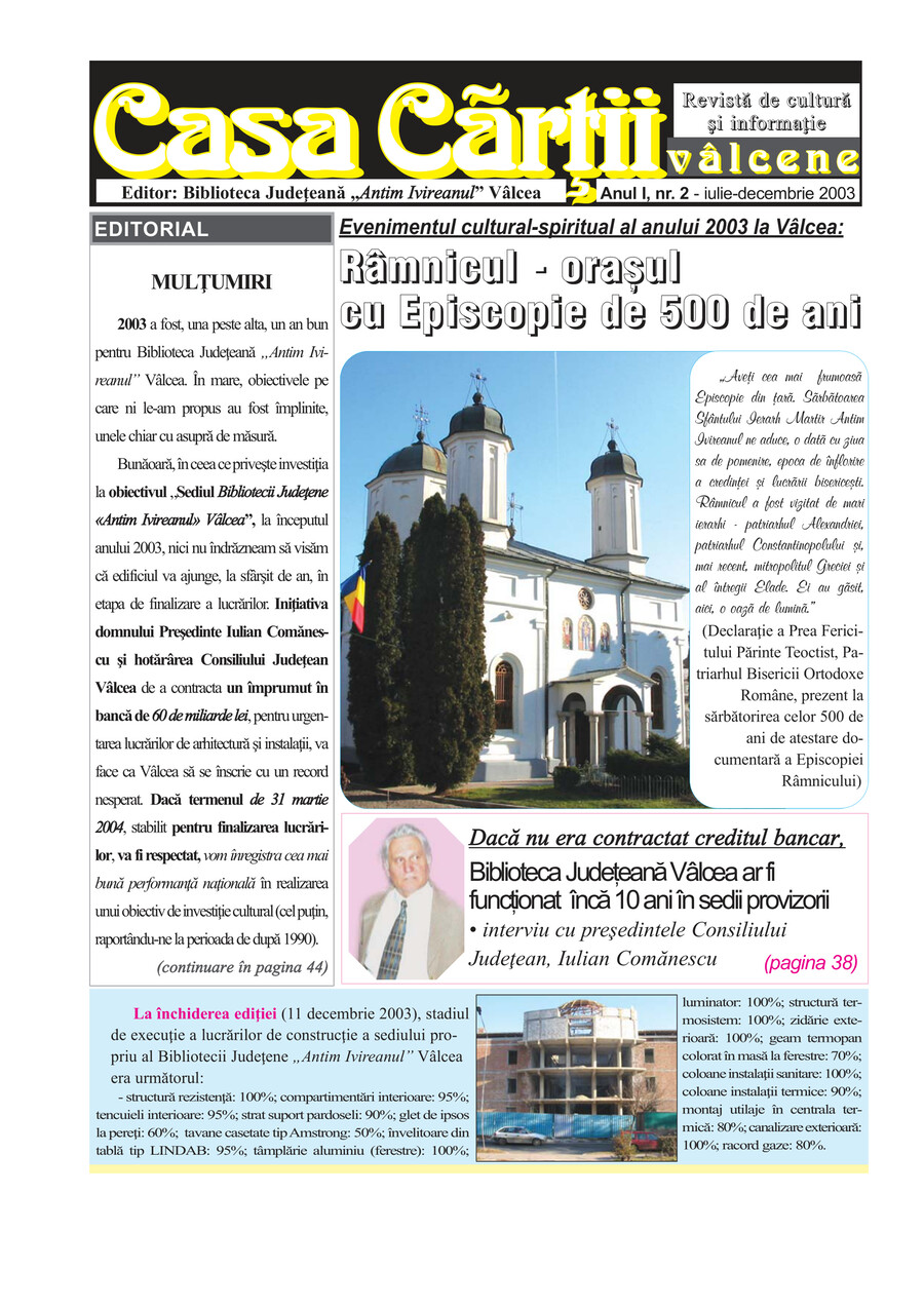 Revista Casa Cartii valcene nr. 2/2003 by Valentin Smedescu - Flipsnack