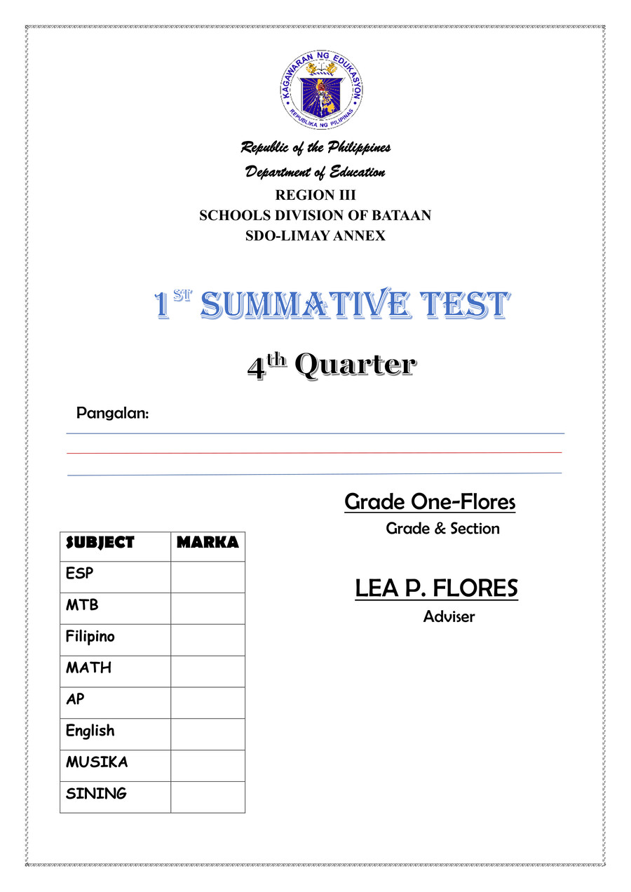 1st-Summative-test by LEA FLORES - Flipsnack