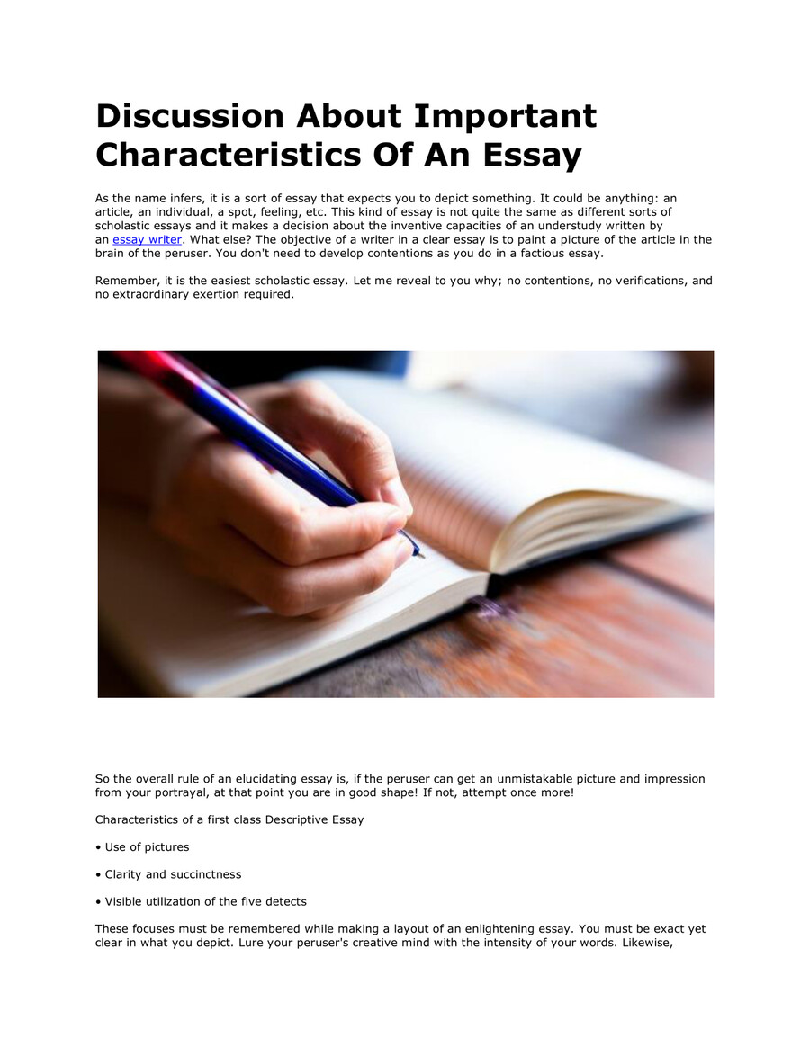 Discussion About Important Characteristics Of An Essay by Steve Parker ...