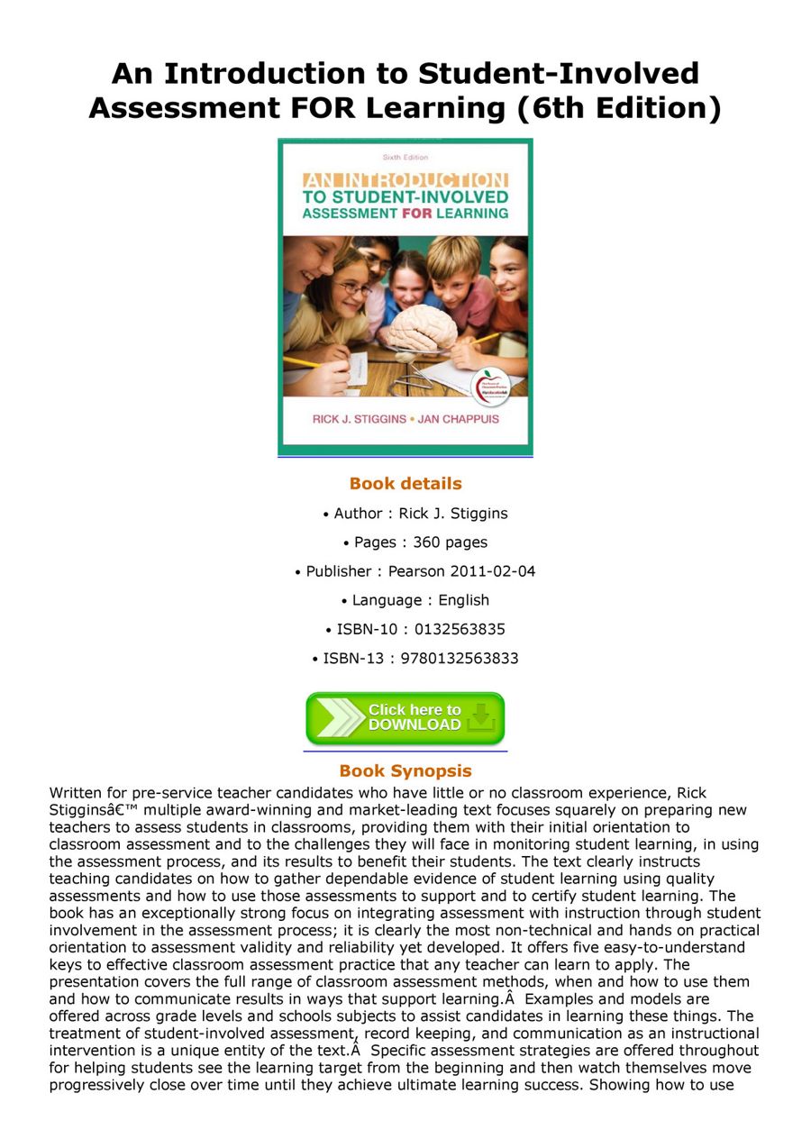 An Introduction to Student Involved Assessment FOR Learning 6th by ...