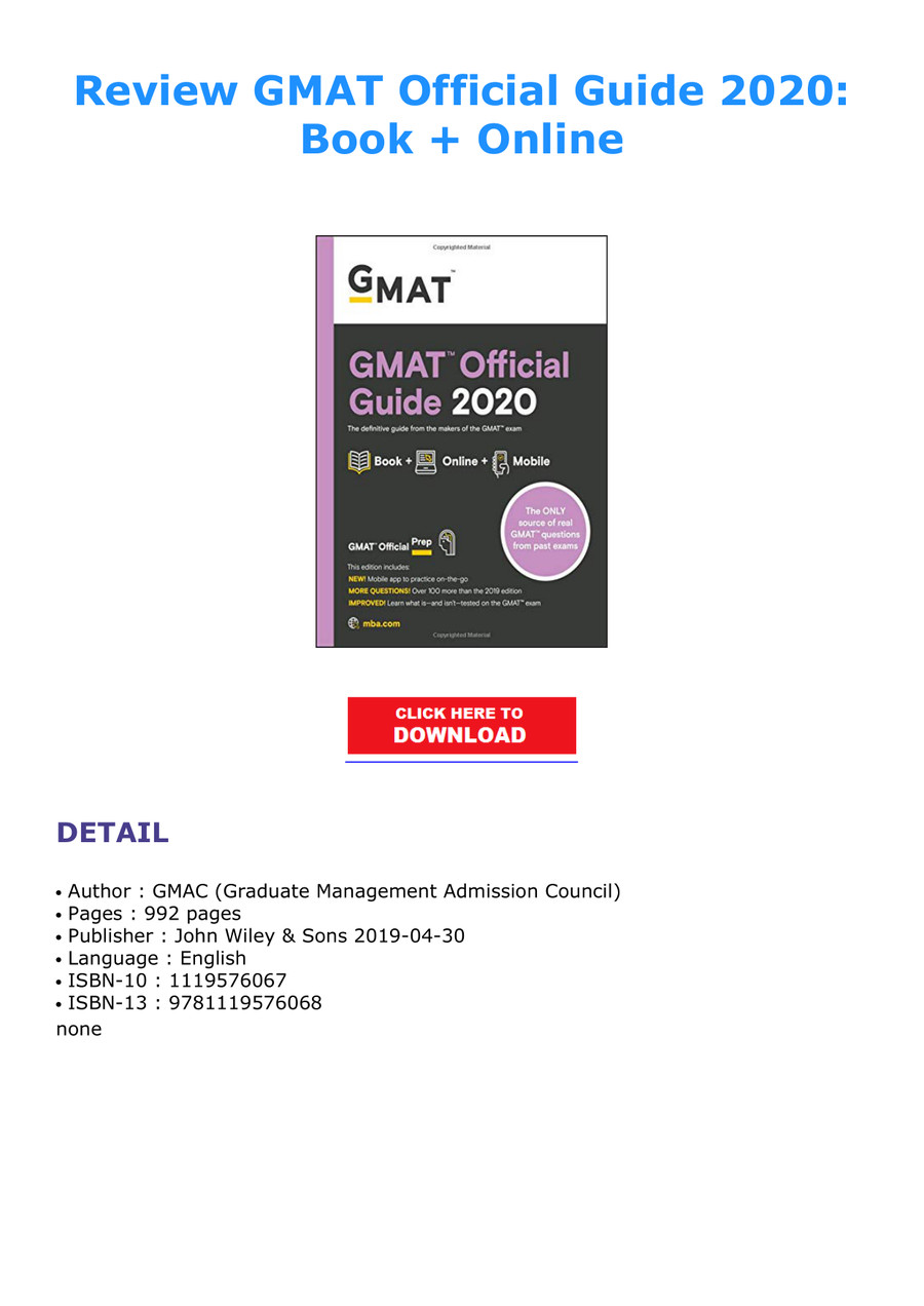 Review GMAT Official Guide 2020: Book + Online by hoyduzitru - Flipsnack