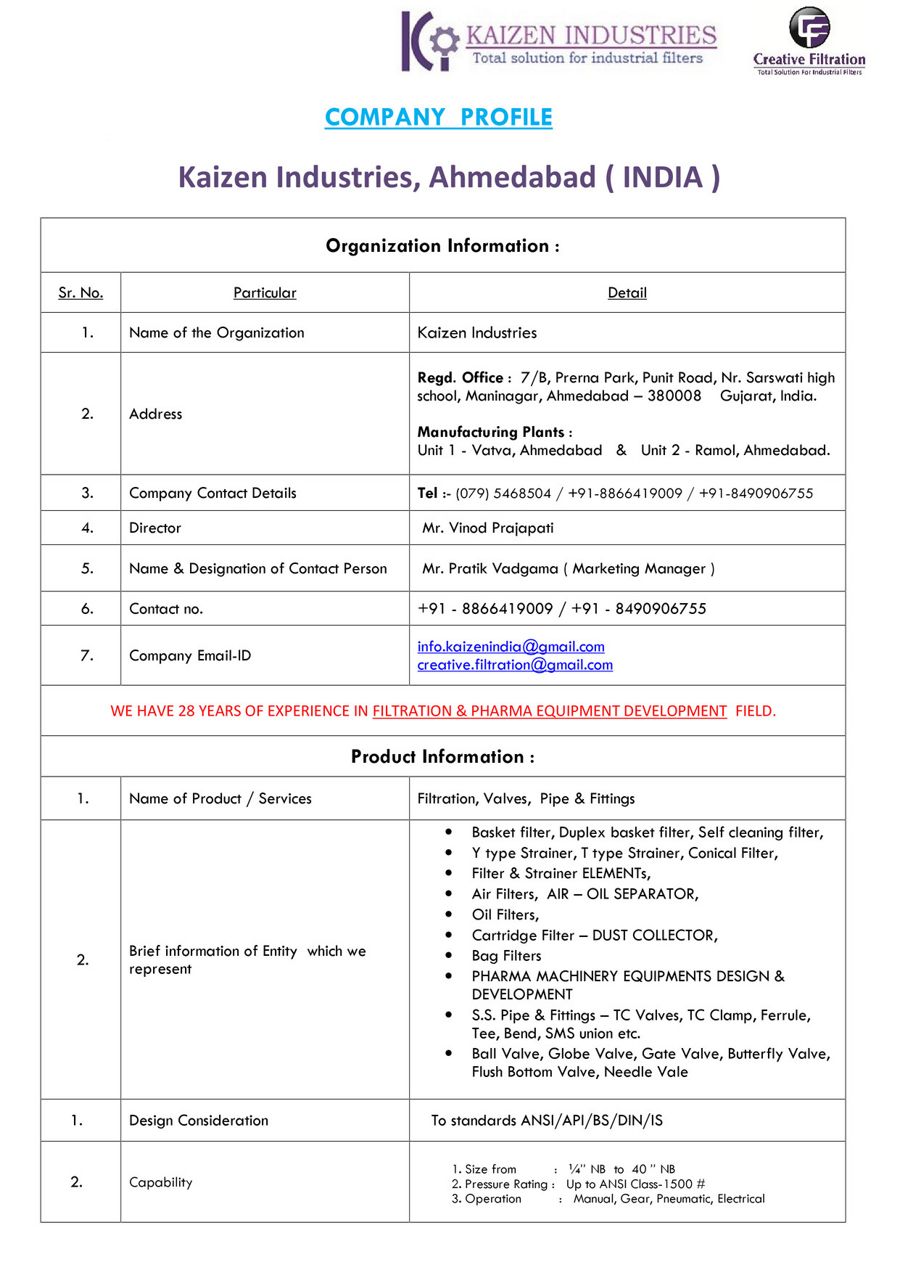 Company Profile -Kaizen Industries, Ahmedabad, INDIA by KAIZEN ...