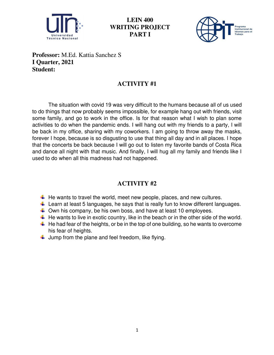 WRITING PROYECT FORMAT by Priscilla Esquivel - Flipsnack