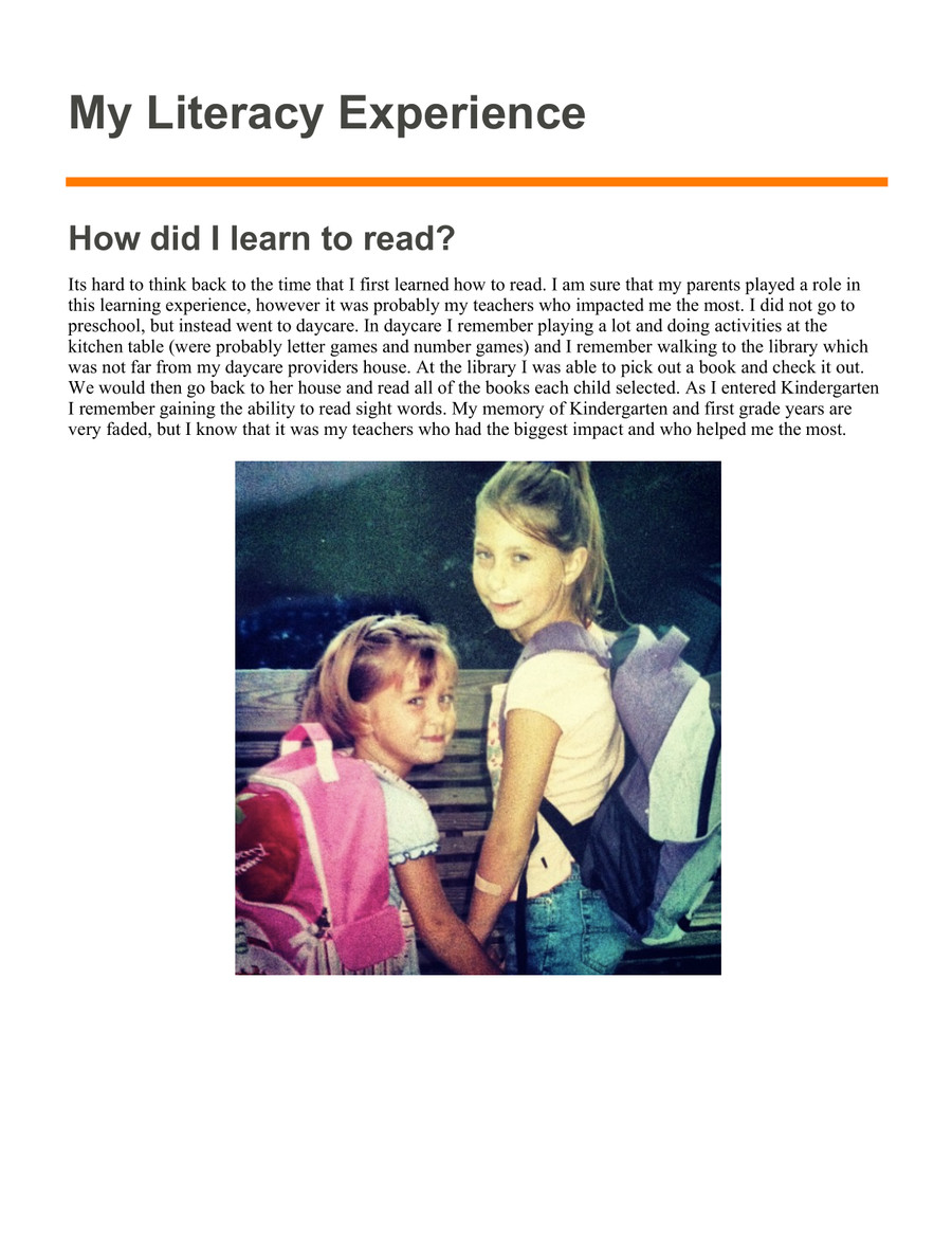 My Literacy Experience by Emily Stickel - Flipsnack