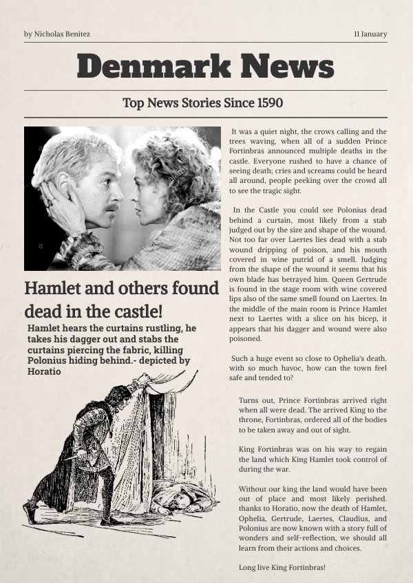 News article of Hamlet and others death by Nicholas Benitez - Flipsnack