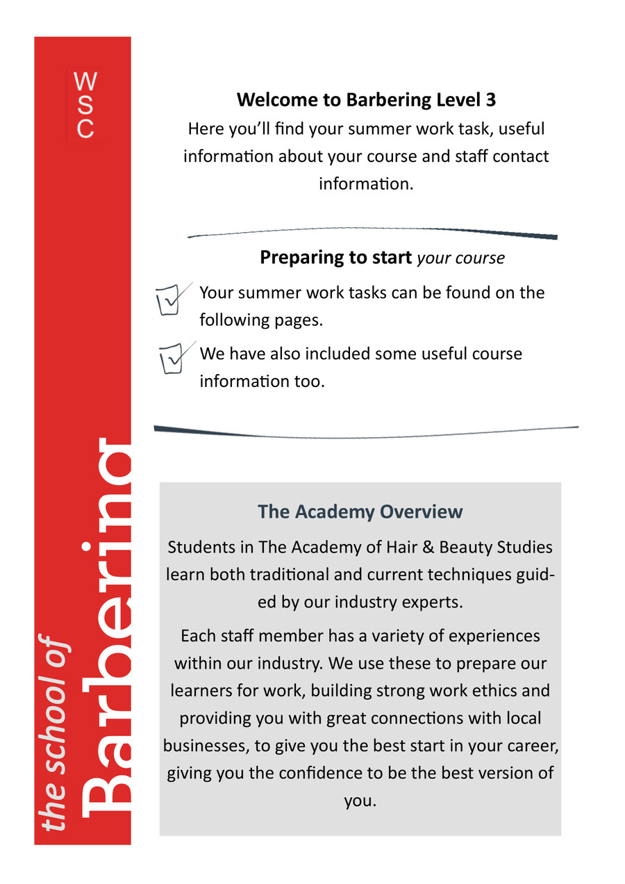 Summer Work - Level 3 Barbering by Eastern... - Flipsnack