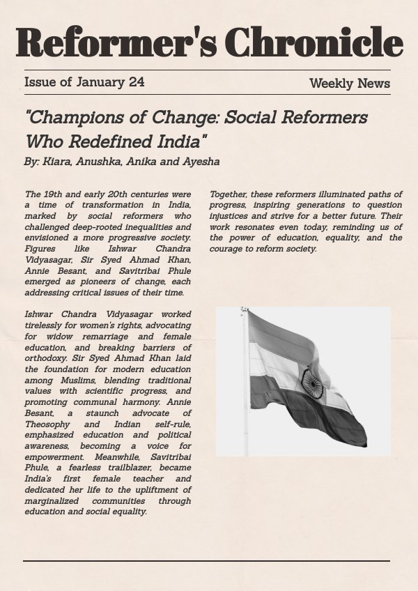 Reformer's Chronicle- Kiara, Anushka, Anika and Ayesha (SST AIP) by Pooja Singh - Flipsnack