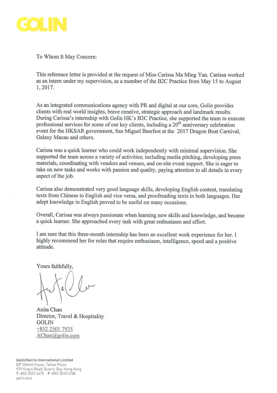 Golin Reference Letter copy by Carissa Ma - Flipsnack