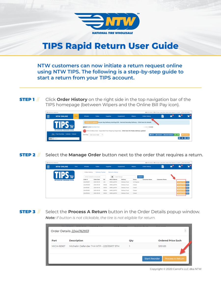 NTW TIPS Rapid Return User Guide by TBC - Flipsnack