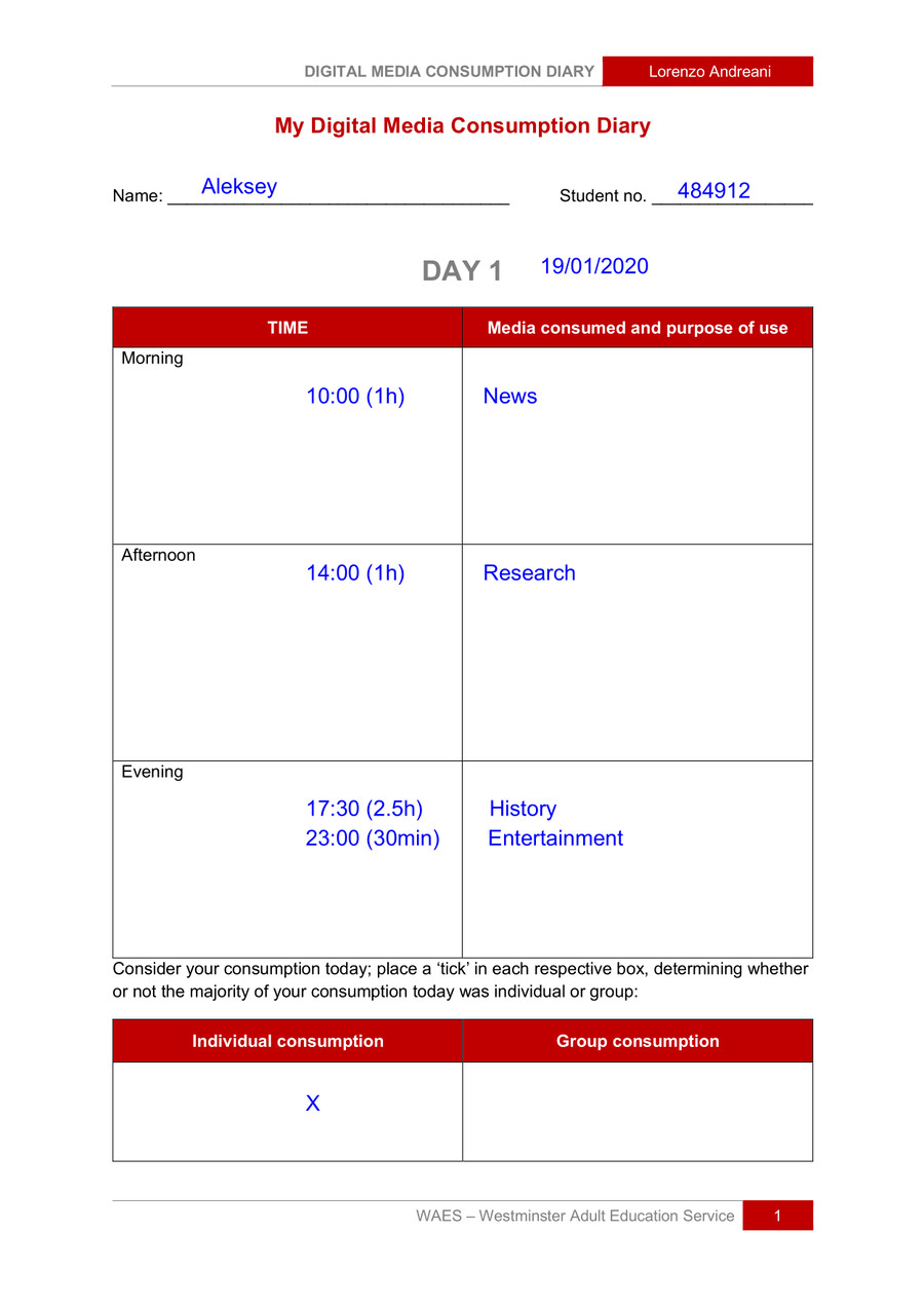 My Digital Media Consumption Diary (20200118) by Aleksey - Flipsnack