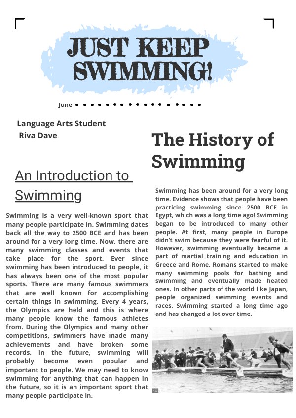 Feature Article: Swimming by Riva Dave - Flipsnack