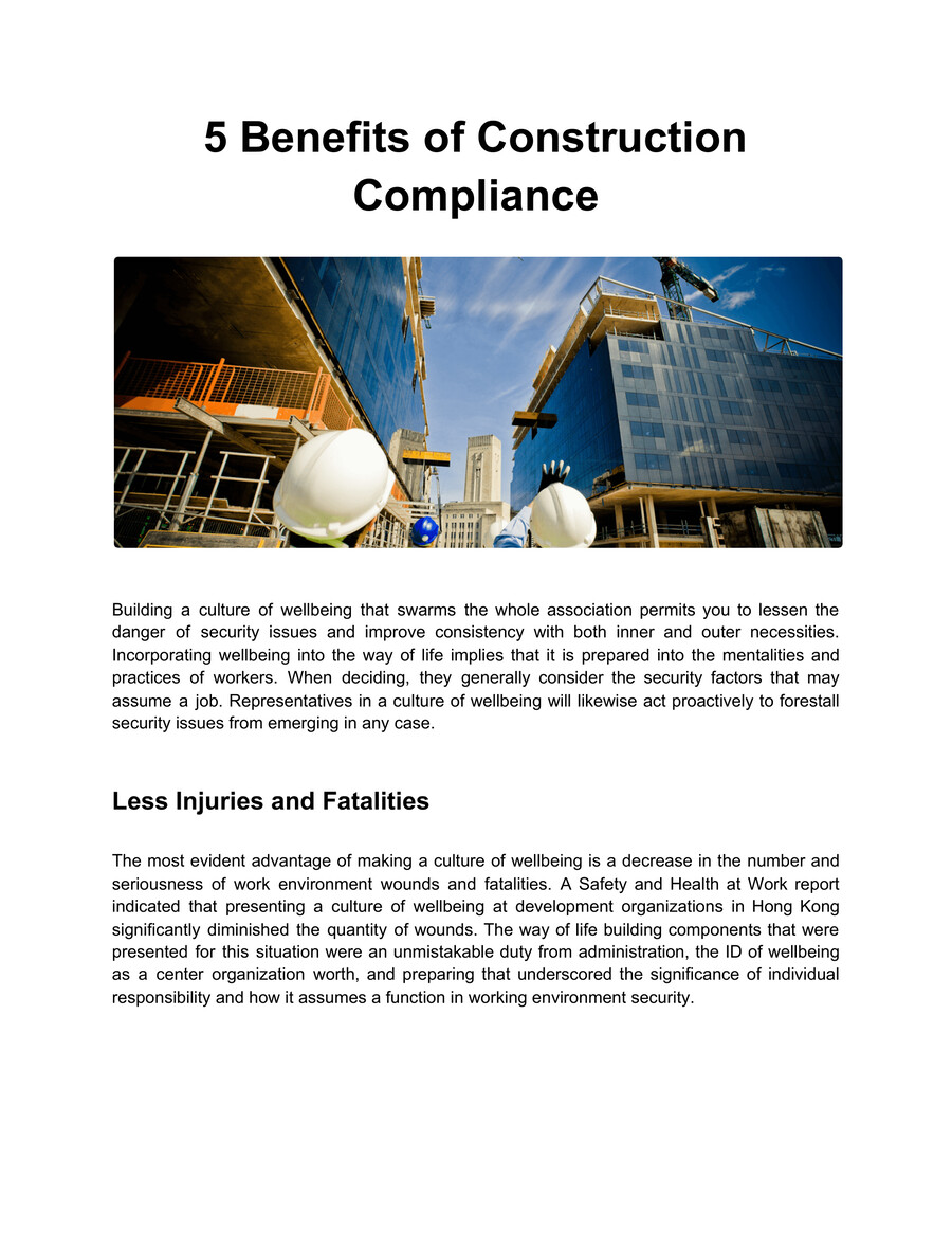 5 Benefits of Construction Compliance by construction... - Flipsnack