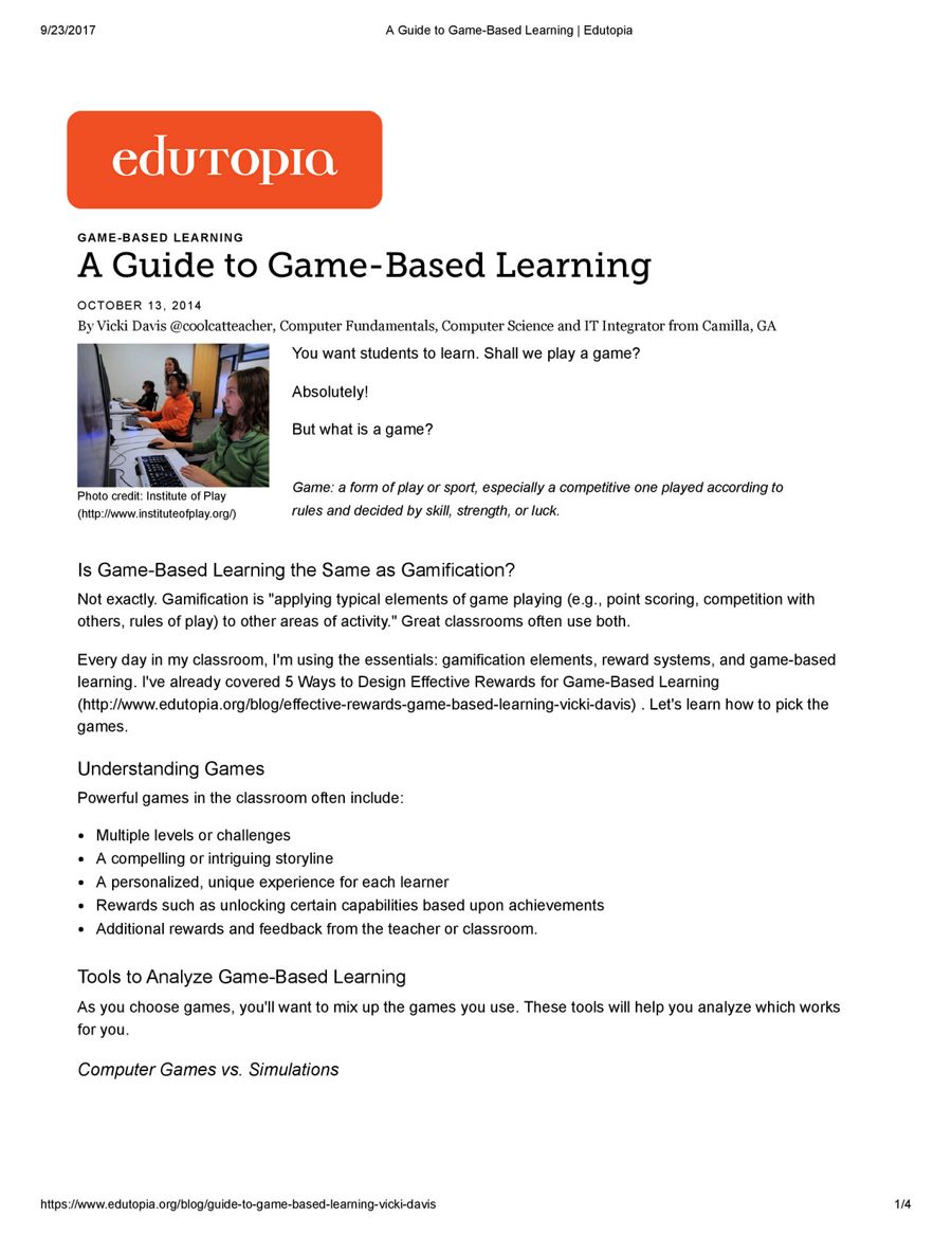 A Guide to Game-Based Learning _ Edutopia by dulcerodriguezs - Flipsnack
