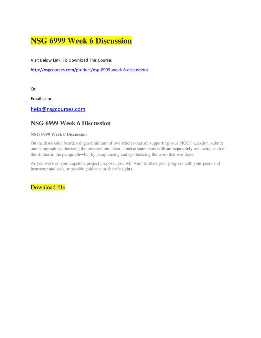 NSG 6999 Week 6 Discussion - NSG Courses South University by jonkelly5 ... NSG 6999 Week 6 Discussion - NSG Courses South University by jonkelly5 ...