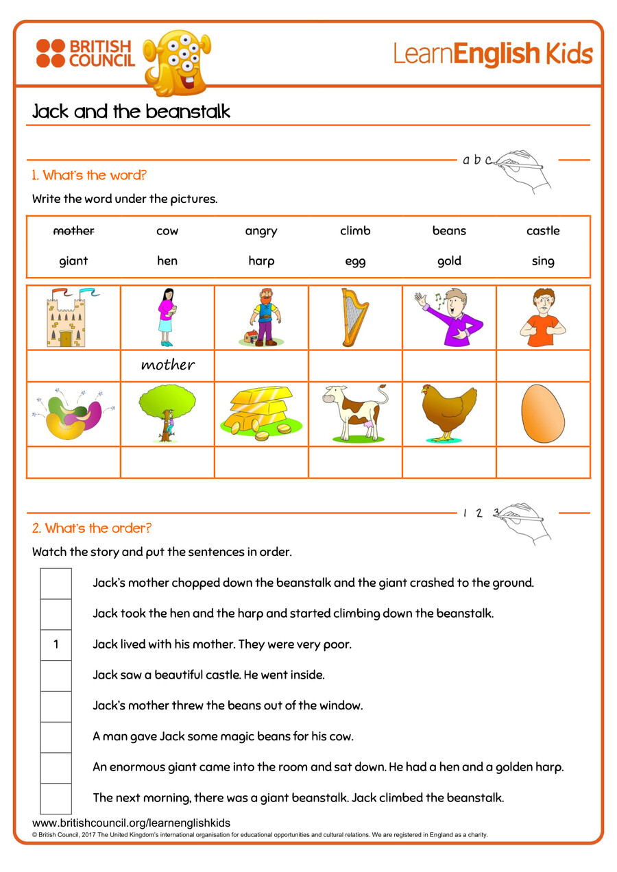 short-stories-jack-and-the-beanstalk-worksheet by alejandra fiamingo ...