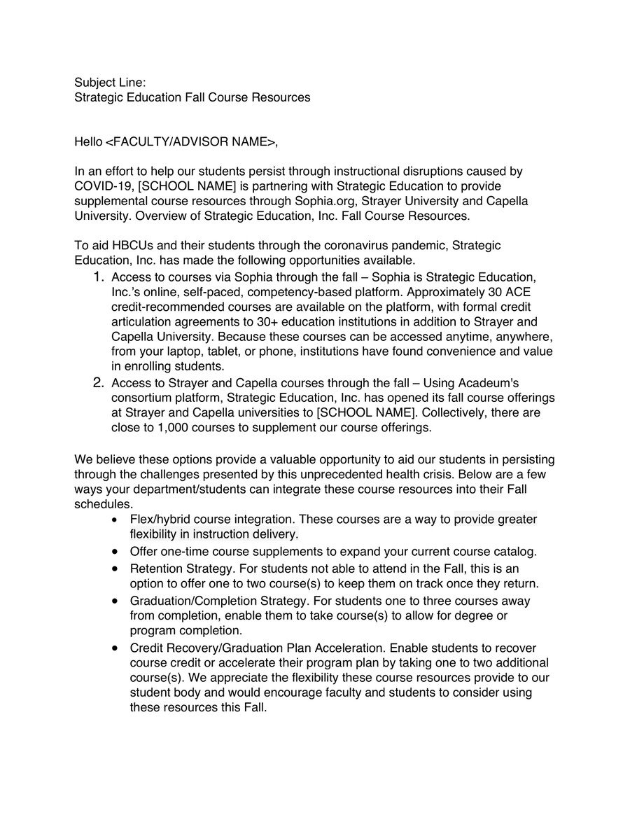 Sample Faculty Email by Strategic Education - Flipsnack
