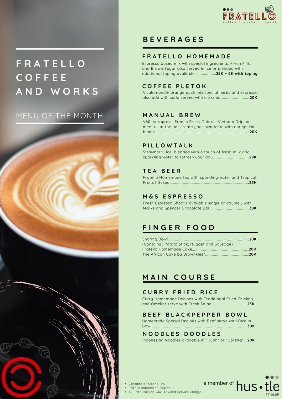 Fratello Coffee and Works Menu OCT by MUHAMMAD REZA SITIO - Flipsnack