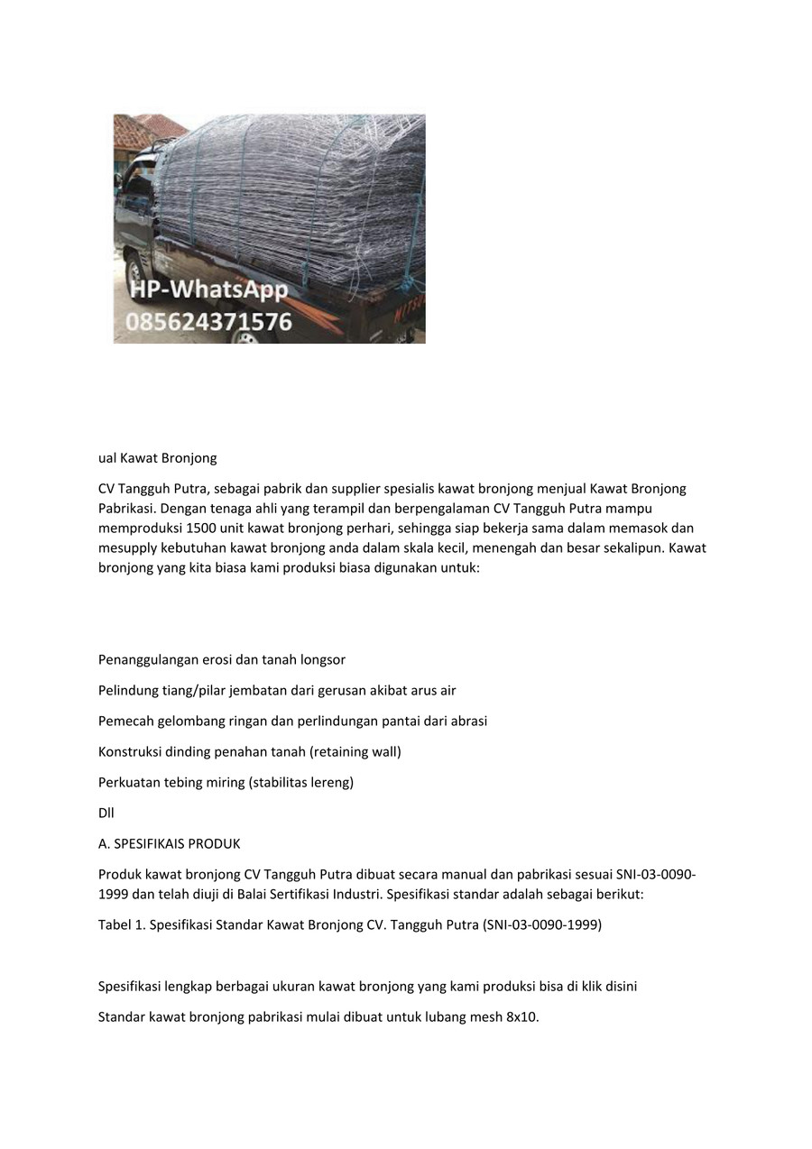 harga kawat bronjong maccaferri | 085624371576 | distributor by rswn 19 ...