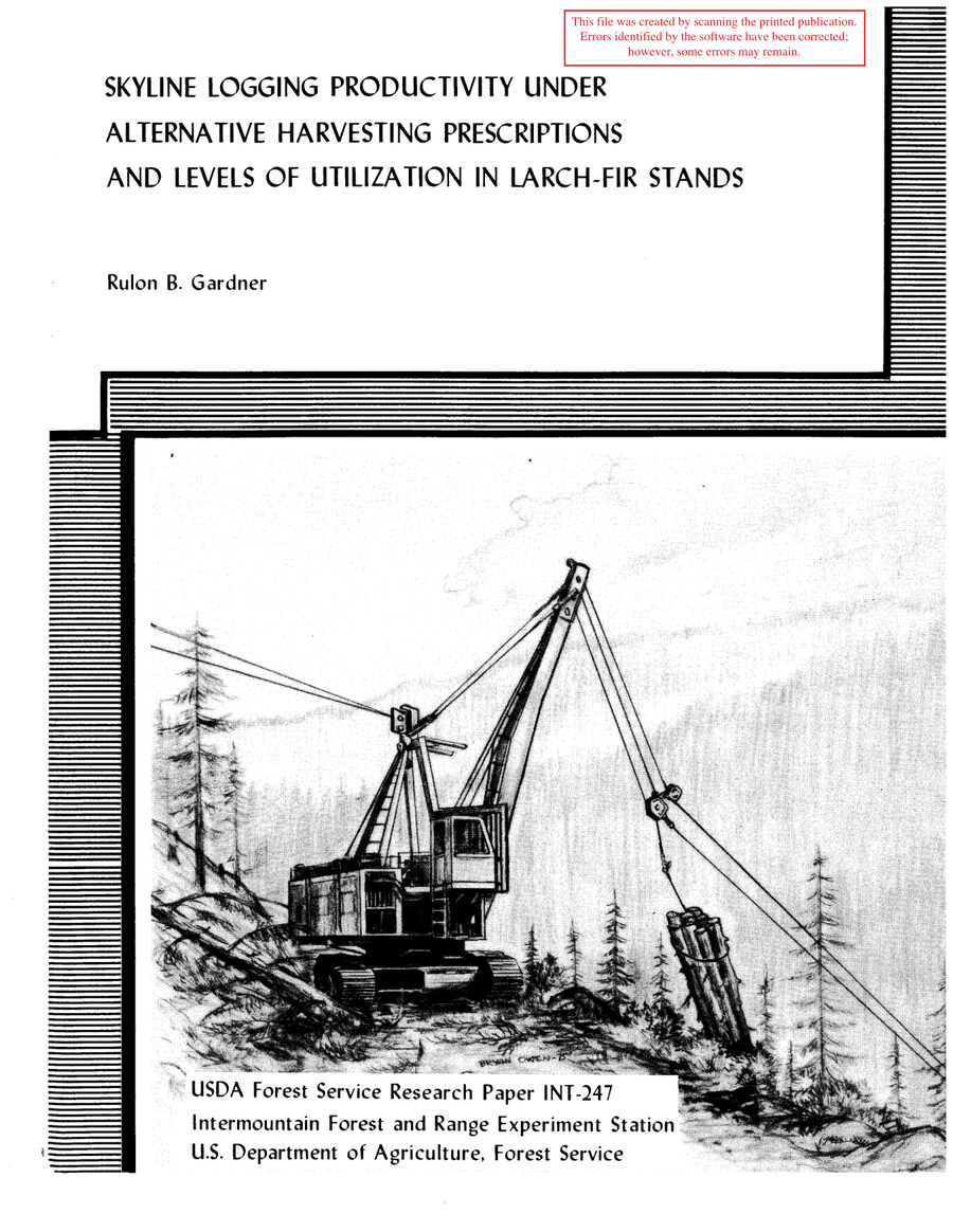SKYLINE LOGGING PRODUCTIVITY UNDER AL lERNA liVE-RULON B. by Luis ...